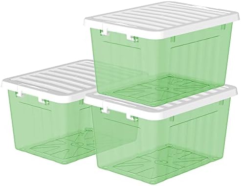 Cetomo 15L*3 Plastic Storage Box,Green, Tote box,Organizing Container ...