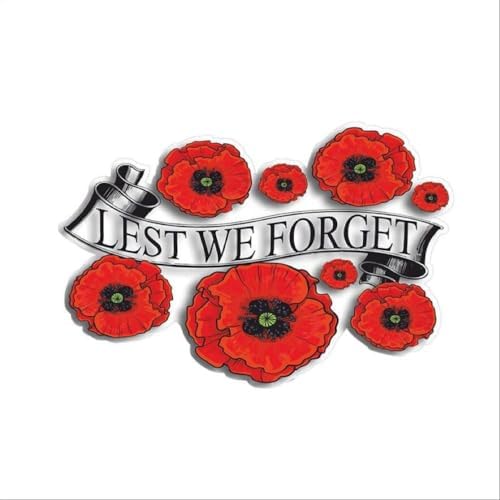 2PCS Poppy Stickers with a Lest we Forget Banner Running Through The ...