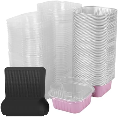 PINGEUI 100 Pcs Mini Cake Tins with Lids and Spoons, 150ml Square ...