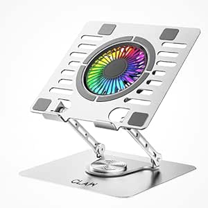 CLAW Lift Max X16 Laptop Stand with RGB Cooling Fan, 360° Rotation, Adjustable Angles, Metal ...