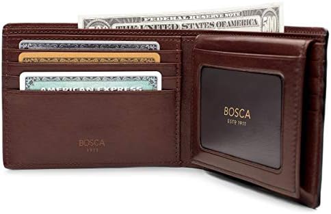 Amazon.com: Bosca Men's Wallet, Dolce Leather Credit Wallet with I.D ...