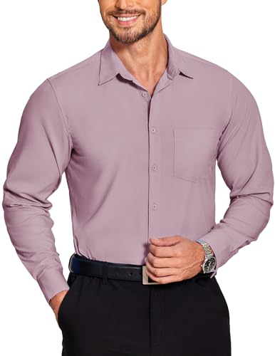 Amazon: Men's Long Sleeve Muscle Fit Dress Shirts Wrinkle-Free Button ...