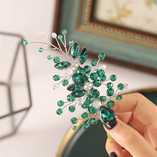 Amazon.com : Kercisbeauty Emerald Green Hair Clip for Brides Bridesmaid ...