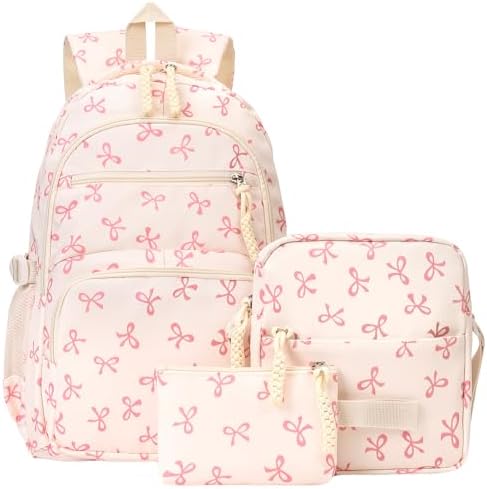 Amazon.com | jingyuKJ Coquette Bow Backpack - Cute Kawaii Backpack Set ...