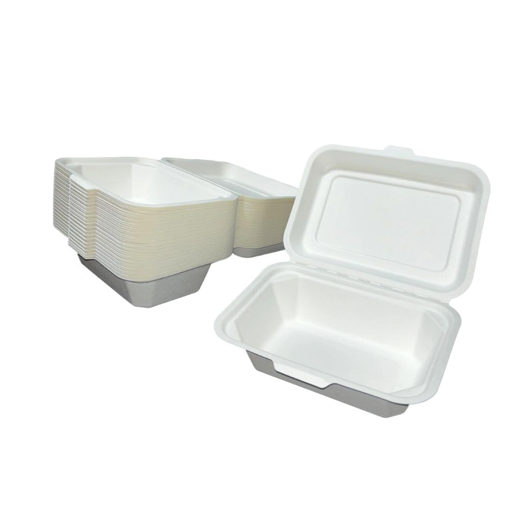 PBK Pack Of 50 Clamshell Medium Boxes (7x5 Inch), 600ml, Biodegradable ...