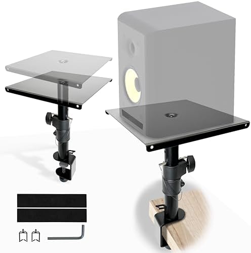 Amazon.com: Pyle Dual Studio Monitor 2 Speaker Stand Mount Kit - Heavy ...