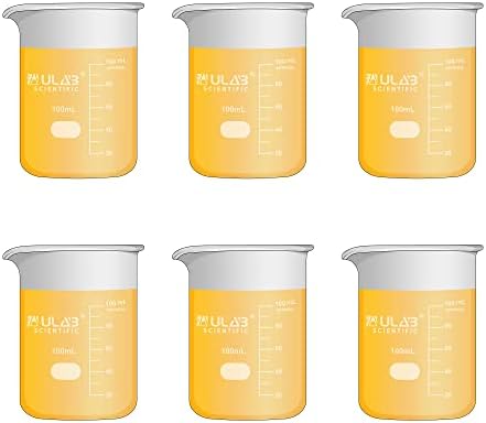 ULAB Scientific Glass Beaker Set, Vol. 250ml, 3.3 Borosilicate Griffin Low Form with Printed ...