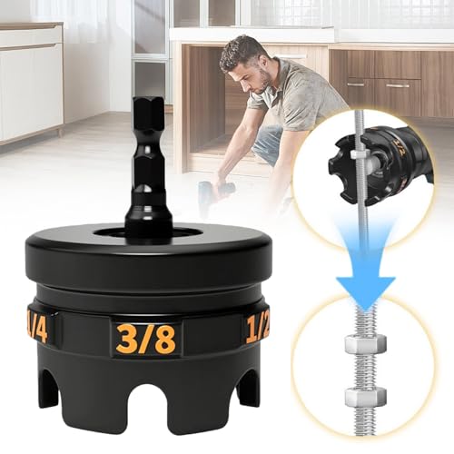 Nut Spinning Drill Attachment for 1/4, 3/8 & 1/2 Threaded Rods - Hex ...