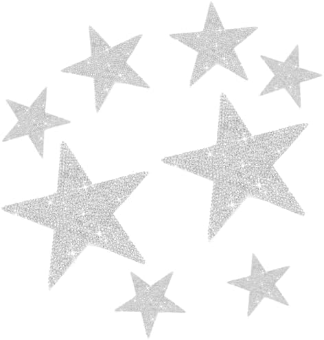 8 PCS Glitter Stars Small Silver Stars Bling Star Decals Self-Adhesive ...