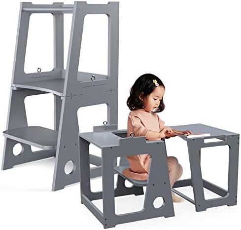 Step Ladder, CXRYLZ Kids Kitchen Step Stool with Adjustable Standing ...