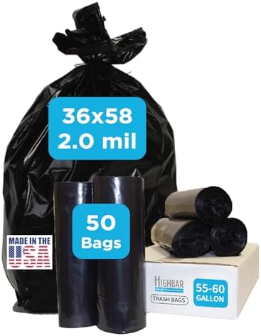 Amazon.com: 55-60 Gallon Trash Bags Heavy Duty 2.1 Mil - 39''x55'' 100 ...