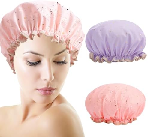 Amazon.com : 2 Pack Starry Night Shower Caps for Women, Premium Quality ...