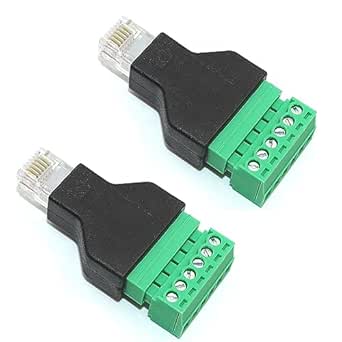 PENGLIN 2pcs RJ12 Male to 6 Pin Screw Terminal Block Adapter for Cat3 Handset Cable Extension ...