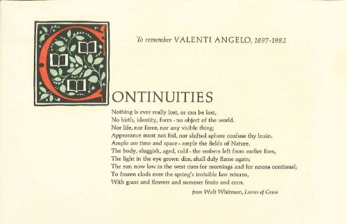 To remember VALENTI ANGELO, 1897-1982 (The Book Club of California ...