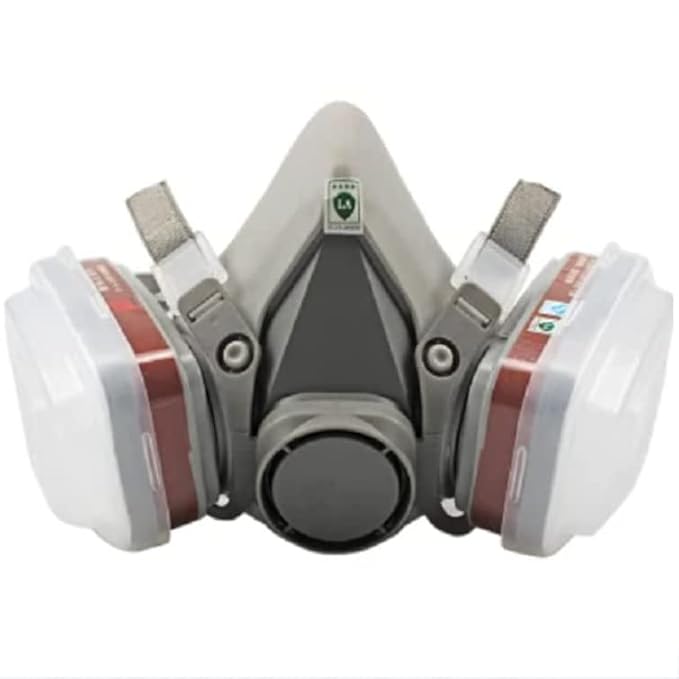 Double Gas Mask Protection Filter Chemical Half Face Respirator Mask ...