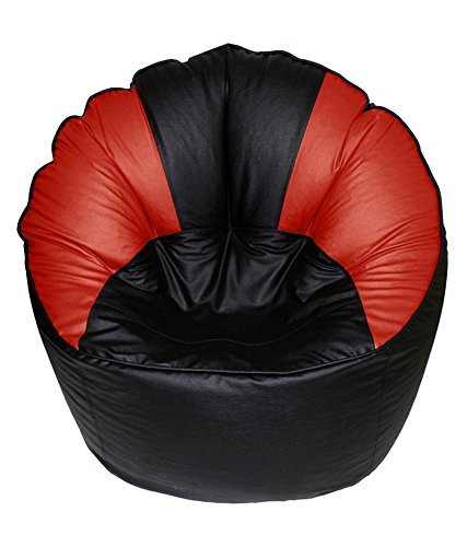 KJ Faux Leather Bean Bag Original XXXL Sofa Mudda Cover Red & Black ...