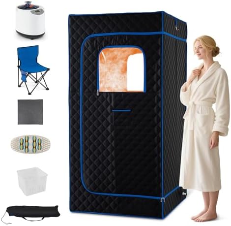 COSTWAY Portable Steam Sauna Box, Sauna Tent w/ 1200W 3L Steamer, 15 ...
