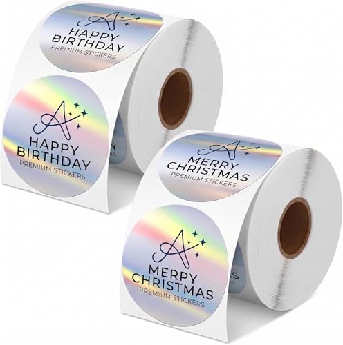 Amazon.com: 2 Rolls Holographic Circle Thermal Labels 50mm (2"), Round ...