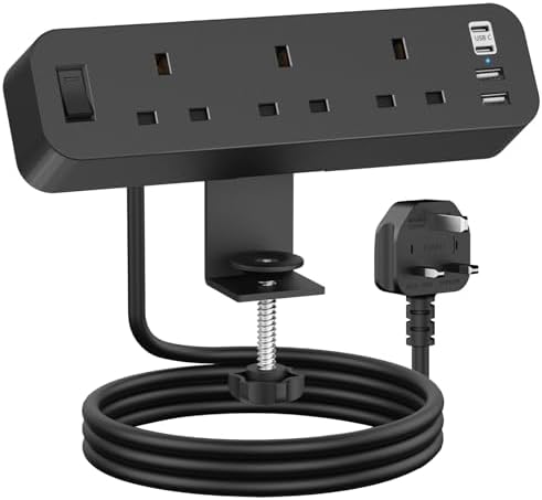 Desk Power Socket with USB C, ANVODE 3 Way Desktop Power Socket ...