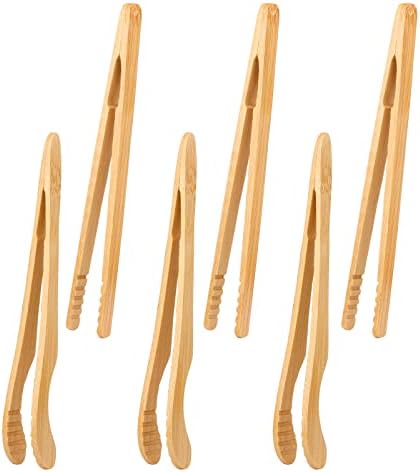 nuosen 4 Pieces Bamboo Tongs, 6.9 Inches Toaster Tongs for Cooking ...