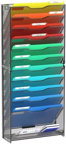 samstar 12 Tier Wall File Organiser, Hanging Wall Mount File Holder ...