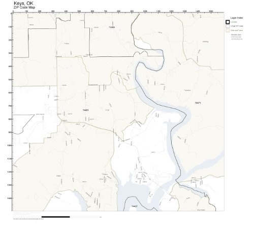 Amazon.com : ZIP Code Wall Map of Keys, OK ZIP Code Map Not Laminated ...