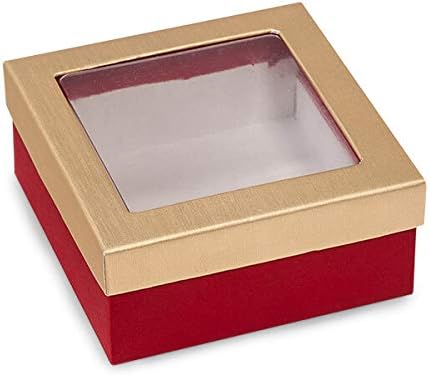 Amazon.com: Rigid Clear Window Candy Boxes - Red Matte & Brushed Gold ...