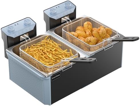 Amazon.com: Commercial Deep Fryer w/ 2 Baskets & Lids, 21.2QT Large ...