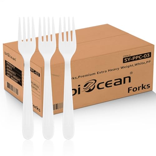 Snapklik.com : Biocean Plastic Forks Extra Heavy Duty Disposable Fork ...