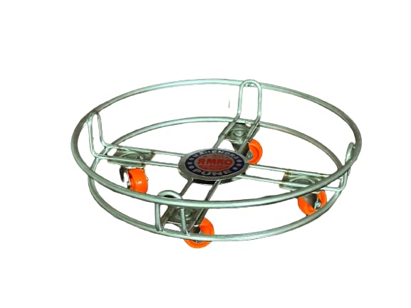 AMKO Stainless Steel Gas Trolly Round Trolly with Wheels LPG Cylinder ...