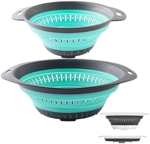 Amazon.com: Collapsible Colander Set of 2 Silicone Kitchen Strainer Set ...