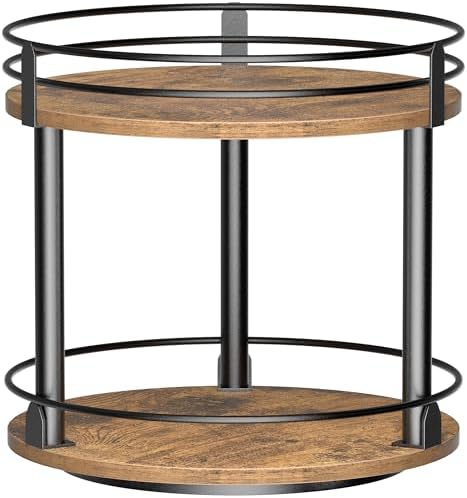 Amazon.com: KLM 12" Wood Lazy Susan, Rotating Spice Rack, 2 Tier Spice ...