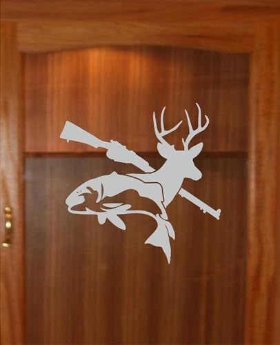 Amazon.com: Fish Deer Rifle Etched Decals Gun Cabinet Front Door Window ...