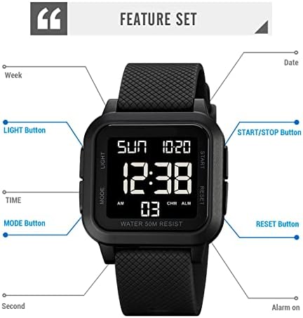 Forrader Herren-Sport-Digitaluhr, wasserdichte Outdoor-Sportuhr mit ...