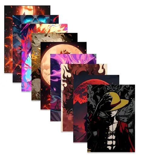 Anime Posters, Set of 10 Mix Anime posters for wall, Self Adhesive, A4 ...