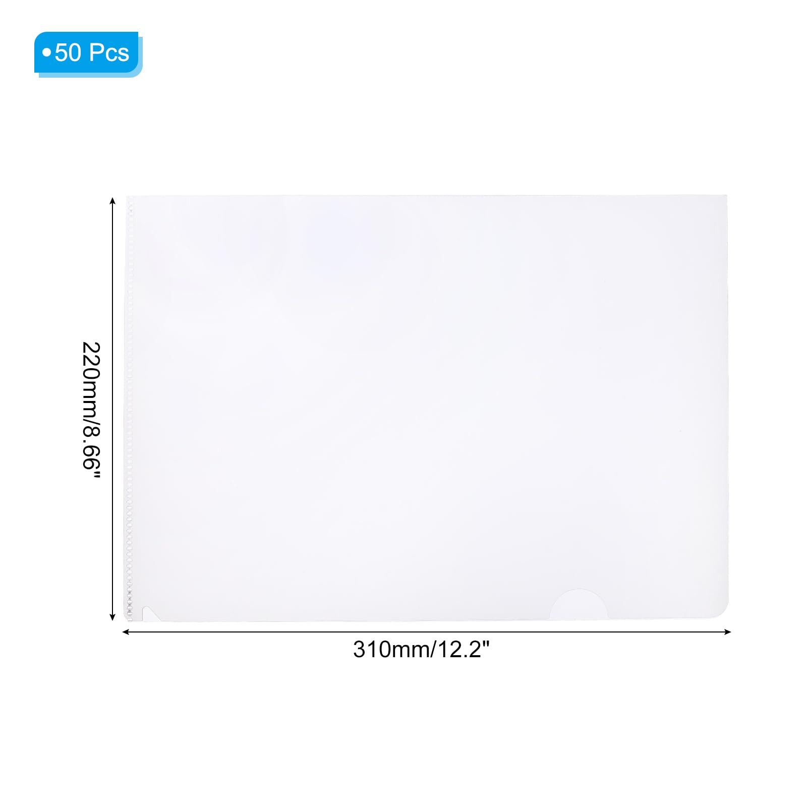 PATIKIL L Type Folders 50 Pack A4 Plastic File Project Pockets Clear ...