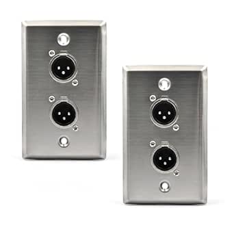Zhupoub (2 Pack) Placa de pared de acero inoxidable XLR doble ...