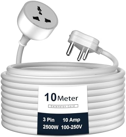Hoteon Extension Board with 10 Meters Heavy Duty Long Wire Cord, Single ...