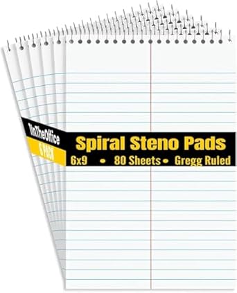 1InTheOffice Steno Pads Spiral 6x9, Steno Note Pads, Spiral Steno Pads ...