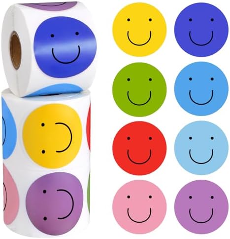 Amazon.com : 1500 Pieces Happy Smile Face Decal Small Mini Motivational ...