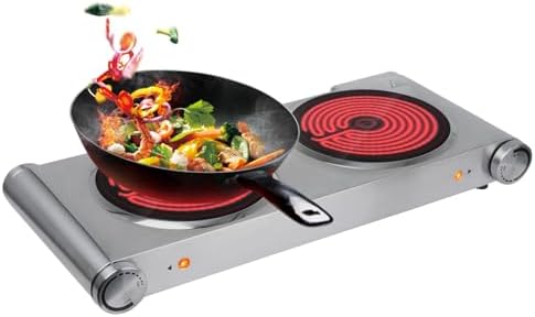 Amazon.com: CUSIMAX 1800W Double Hot Plate, Stainless Steel Silver ...