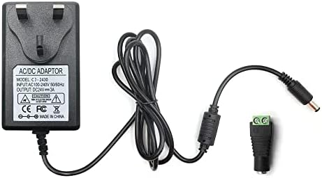 24V 3A LED Strip Power Supply, Adapter AC 100-240V to DC 12V Adapter ...