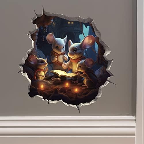 Amazon.com: Parent and Child Mice Reading in Mouse Hole Decal - Mouse ...
