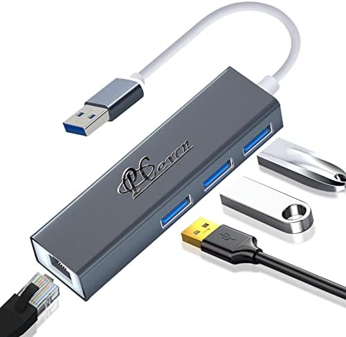 Amazon.com: PCERCN USB 3.0 Hub, 1000Mbps Ethernet Adapter, 3 Port USB3 ...