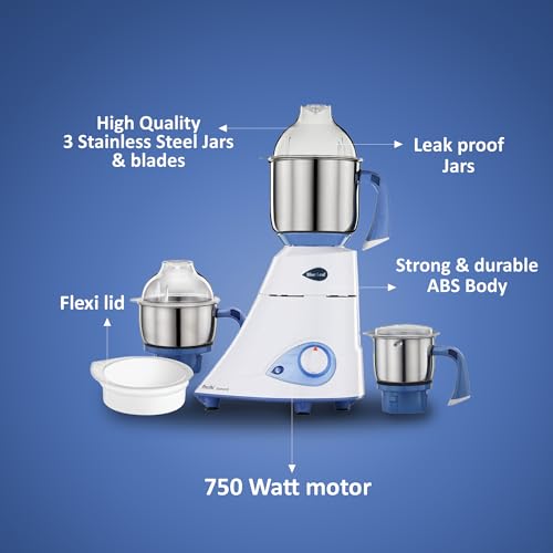Preethi Blue Leaf Diamond MG-214 mixer grinder 750 watt (Blue/White), 3 ...