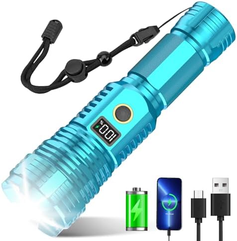 Zavuxo Flashlights High Lumens LCD Display, 200000 Lumen Rechargeable ...
