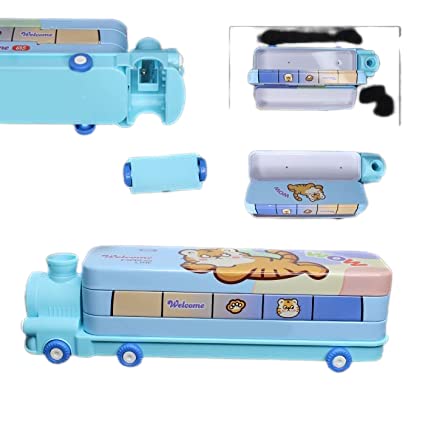 SUPERLINK INDIA School Bus/Train Pencil Box - Compass Box with Wheel ...