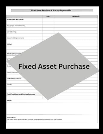 Fixed Asset Purchase: Fixed Asset Purchase logbook, Purchase Order Log ...