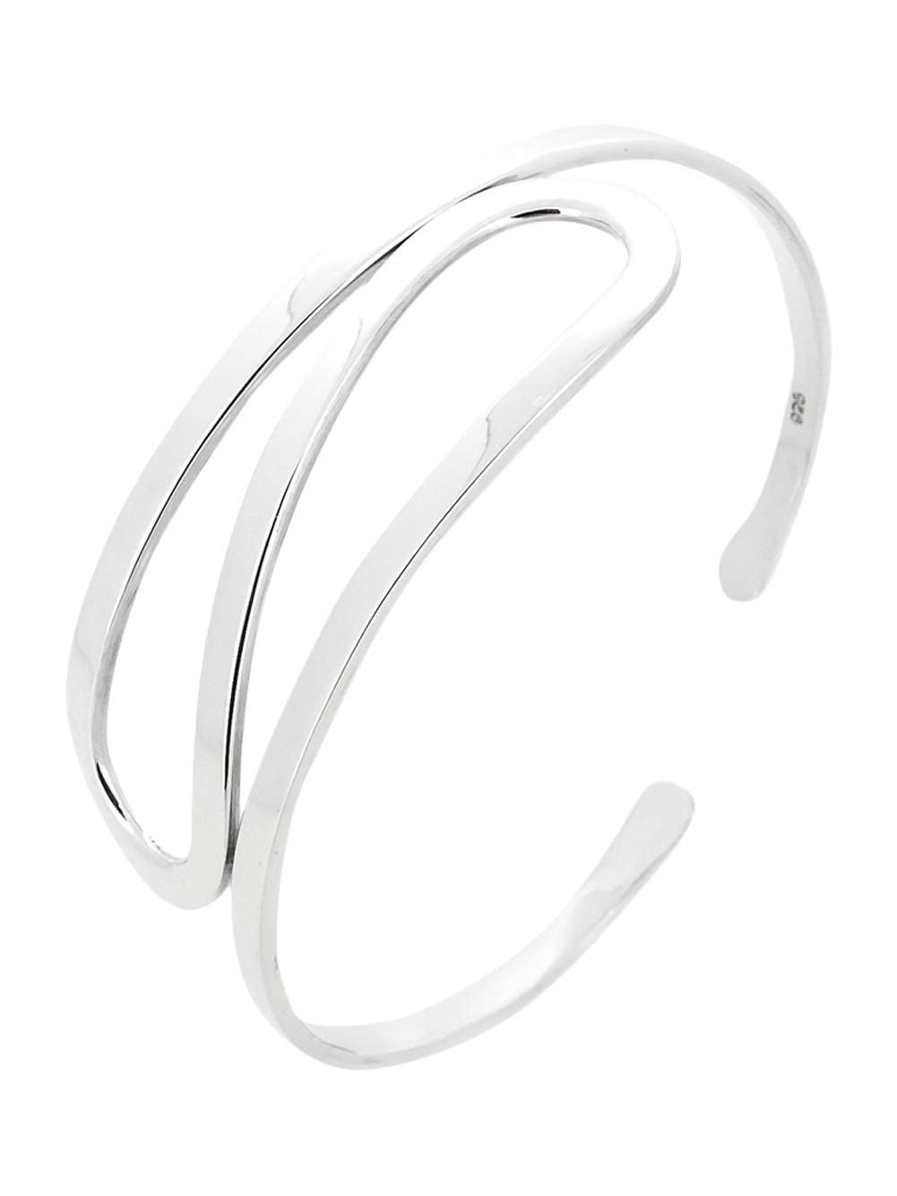 Amazon.com: VN Jewelry Silver Bangle For Women | Women's 925 Sterling Silver Bangle Bracelet ...