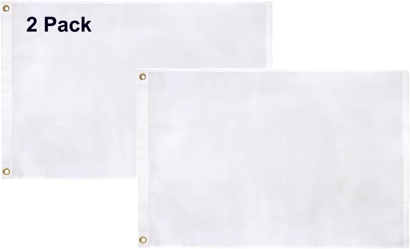 Amazon.com : TOPFLAGS Solid White Flag BlanK Flags 2x3 Ft - 2 Packs ...